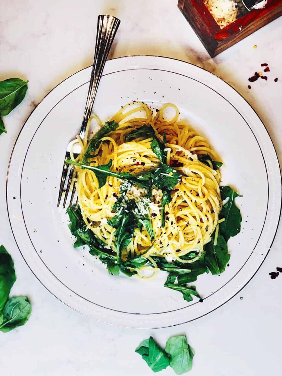 Spaghetti with Olive Oil and Garlic (Aglio e Olio) • Keeping It Simple Blog